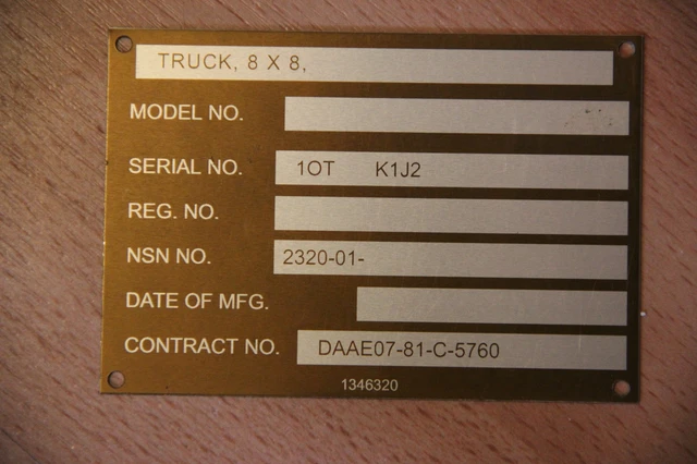 US ARMY DATA Plate Truck 8x8 HMMWV MUTT blanc article neuf EUR 15,95 ...