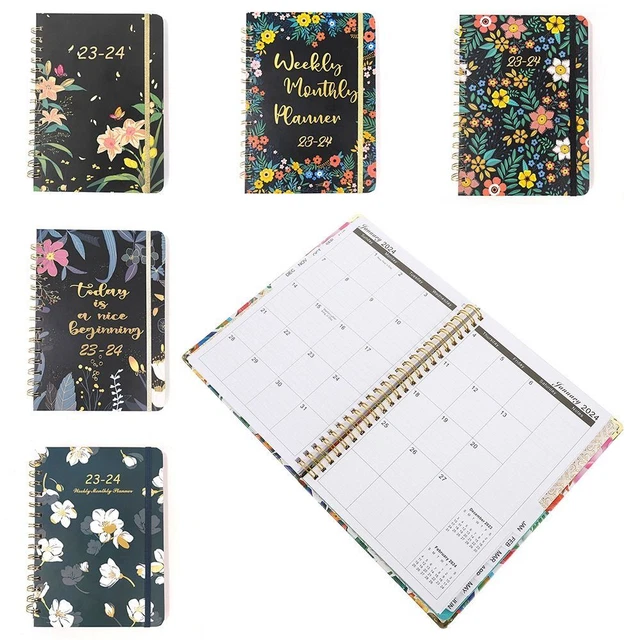 PU LEATHER CALENDAR Book 2023-2024 Notebook Daily Weekly Planner School ...