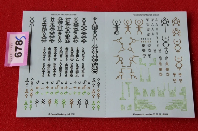 GAMES WORKSHOP WARHAMMER 40k Necrons Necron Transfer Sheet Decals New ...