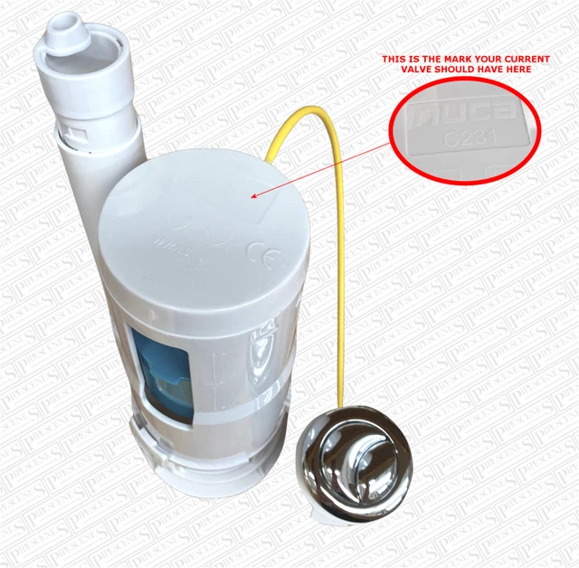 REPLACEMENT FLUSH VALVE for the NUCA C231 Dual Flush Syphon & Push ...