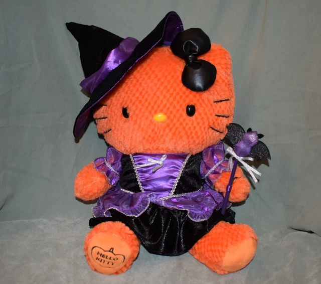 RARE BUILD A Bear HALLOWEEN HELLO KITTY & BLACK BOW orange plush purple ...