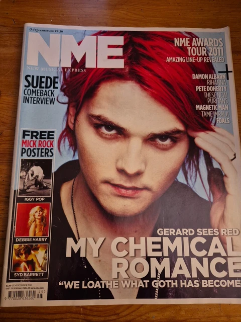 NEW NME MAGAZINE My Chemical Romance MCR Gerard Way cover 13 November ...