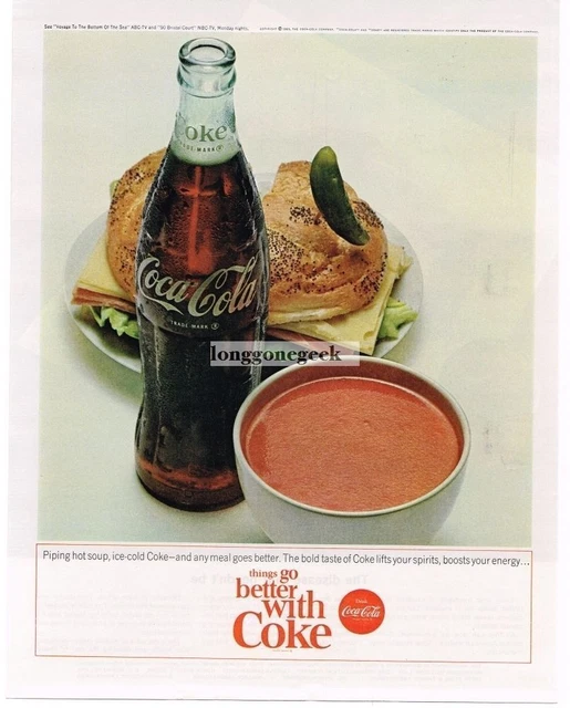 COCA COLA 1965 Sopa de Coca-Cola Jamón y Queso Sándwich Amapola Semilla ...