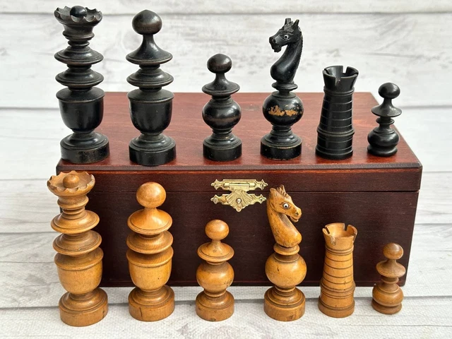 FRENCH CHESS SET Wood Chess Set, Chess Box, Antique Chess Set Vintage ...