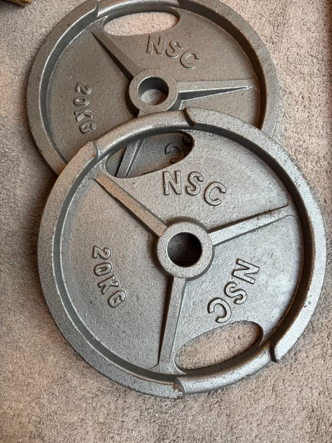 NSC OLYMPIC BARBELL Weight Set 140kg EZ Grip 20kg 7ft barbell + 120kg ...