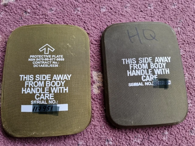 X2 GENUINE BRITISH Army Body Armour Protective Plates ECBA MK2 Ceramic ...