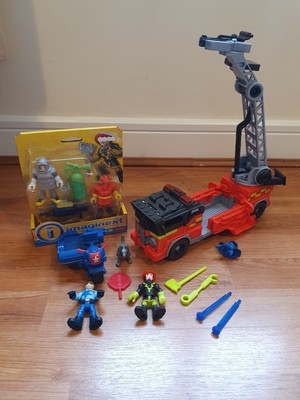 FISHER PRICE IMAGINEXT firefighters truck policeman city action figures ...