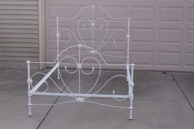 ANTIQUE CAST IRON Bed Side Rails Lengthened to Accommodate Queen Size ...