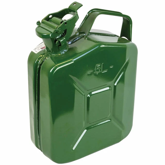 5L GREEN METAL Jerry Can Fuel Petrol Diesel Oil Containers Canister ...