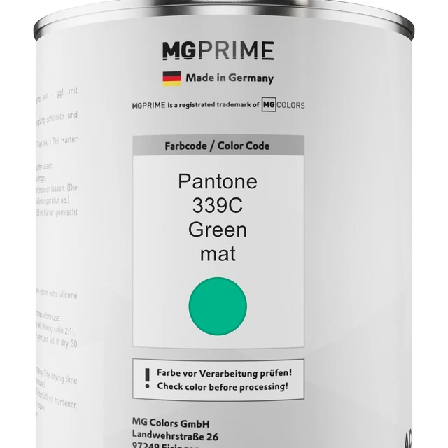 PANTONE 339C GREEN mat peinture acrylique 1,5 Litres 1500 ml durcisseur ...