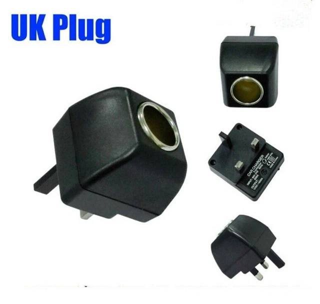 UK PLUG CAR Charger Lighter Socket 240V Mains Plug to 12V Car Charger ...