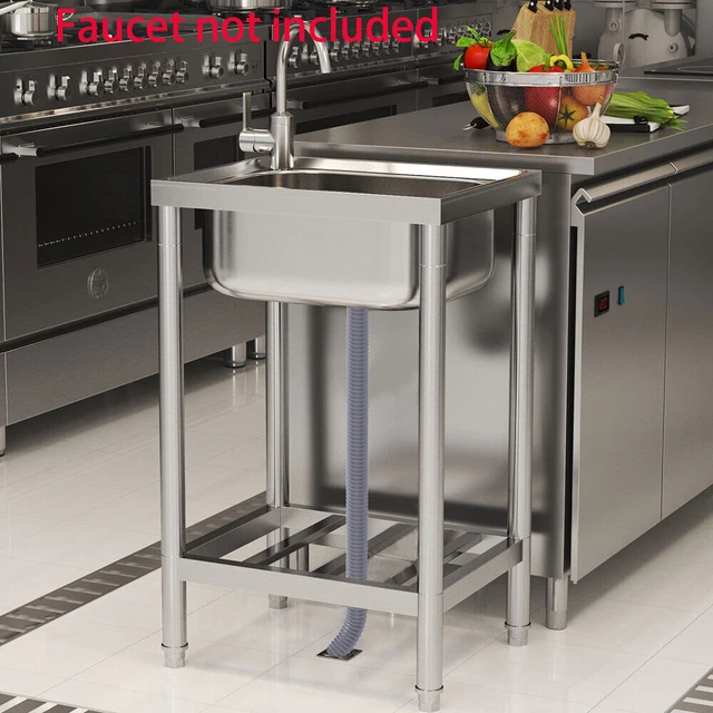 KITCHEN SINKS COMMERCIAL Catering Stainless Steel Sink Single Bowl ...