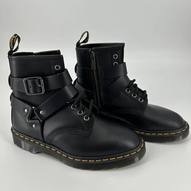 DR. MARTENS CRISTOFOR Leather Harness Lace Up Boots Mens US 7 Black ...