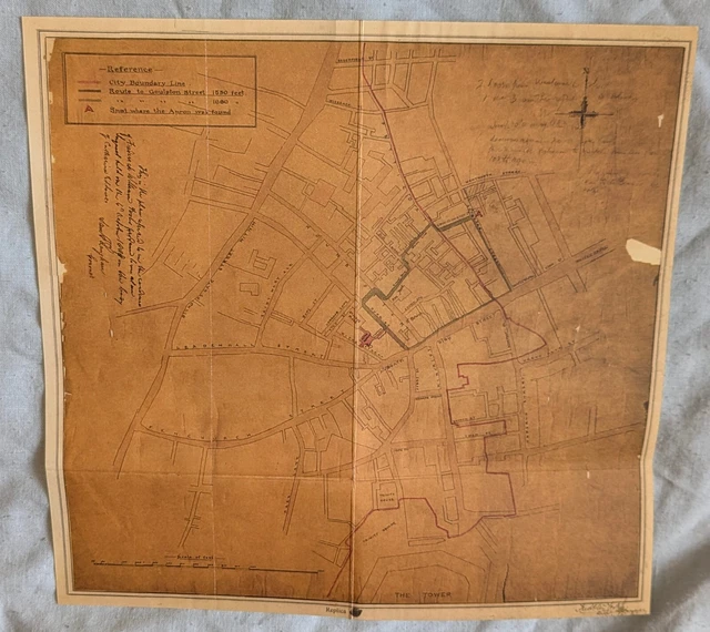 JACK THE RIPPER Old Ordinance Survay Map White chapel Bloody Murders ...