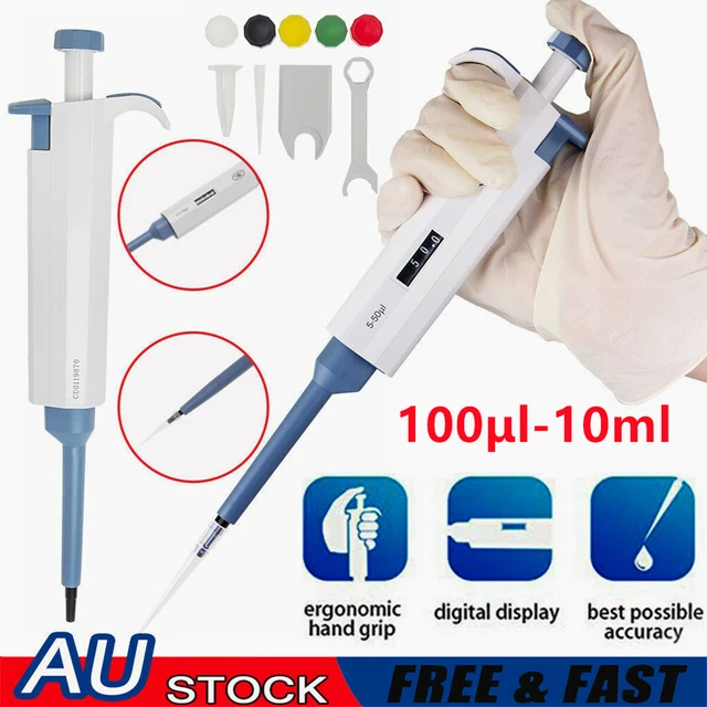 SINGLE CHANNEL PIPETTOR Pipette Adjustable Lab Liquid Micropipette With ...