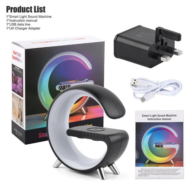 WIRELESS CHARGER ALARM Clock Intelligent Bluetooth Speaker RGB LED ...