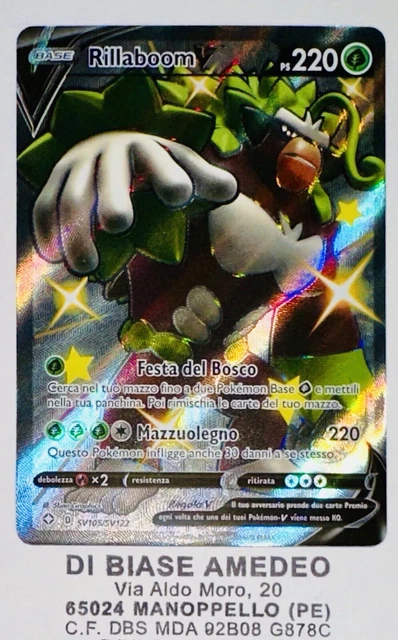 POKEMON RILLABOOM V Shiny Full Art Sv105/Sv122 Shining Fates Ita Nm ...