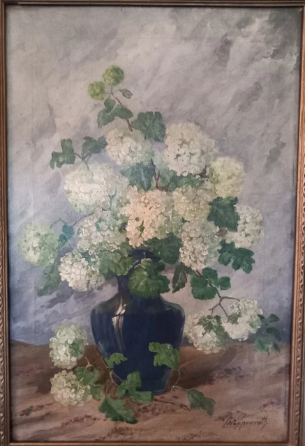 GEMÄLDE STILLLEBEN BLUMEN Hortensien Clara Hoppenrath 1870-1930 Öl auf Leinwand EUR 490,00 ...