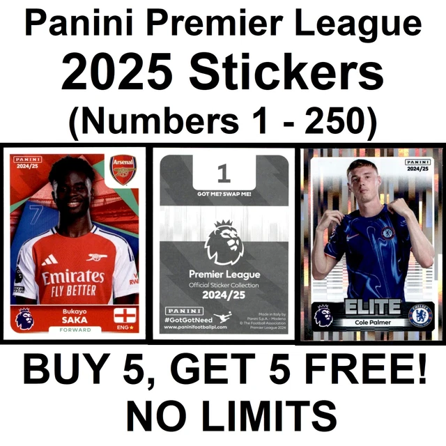 PANINI STICKERS 2025 Football Premier League (Numbers 1 to 250) £1.00 ...