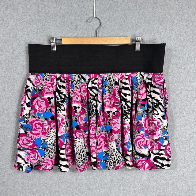 QUEEN THE LABEL by Constance Hall Mini Skirt Size 18 Mum Tum Blue Pink ...