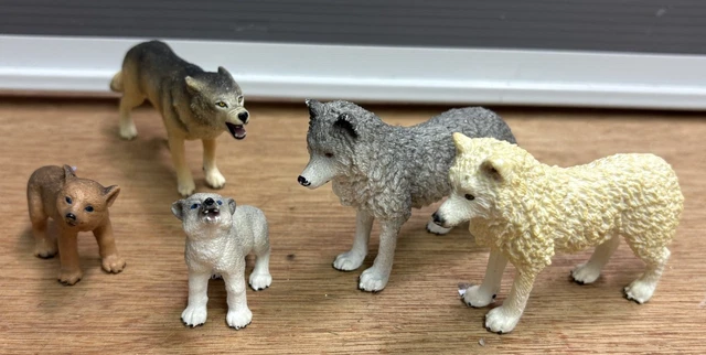SCHLEICH WOLF FIGURES 42472 Wolf Pack & Cubs + 14821 + 18237 Arctic ...
