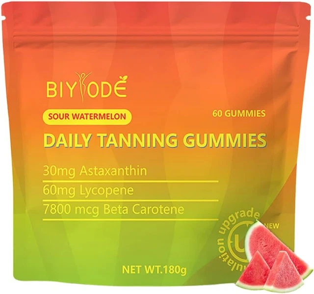 DAILY TANNING GUMMIES,NATURAL Tanning Supplement with Antioxidants ...