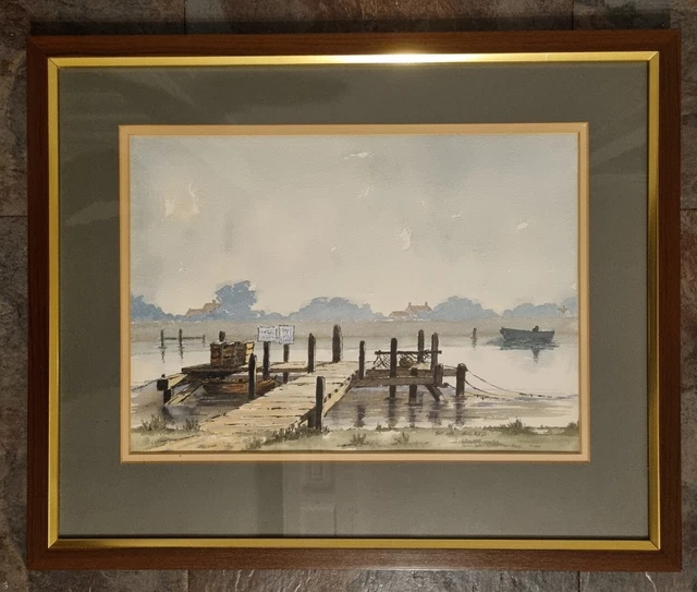 FRAMED WATERCOLOUR PAINTING of River Blyth, Southwold, Suffolk by ...