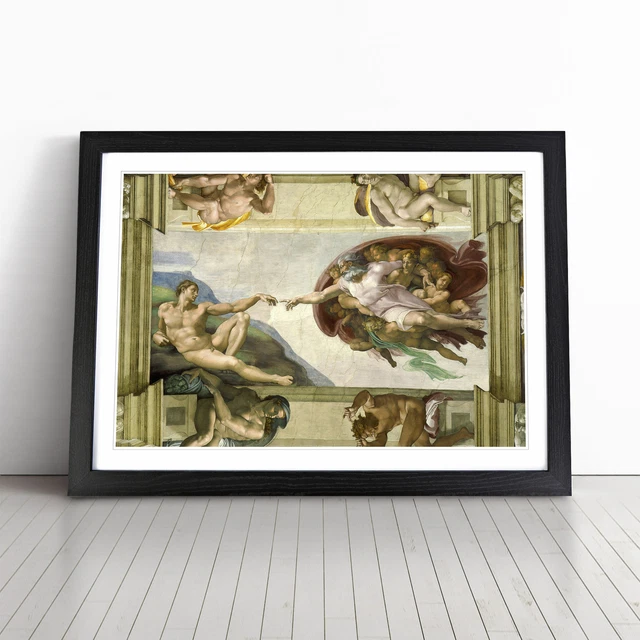 MICHELANGELO THE CREATION of Adam Sistine Chapel Wall Decor Art Framed ...
