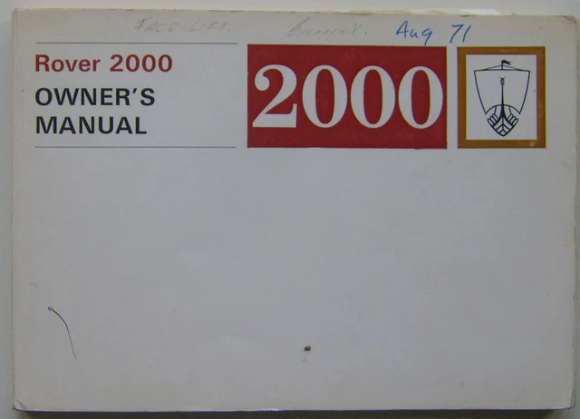 ROVER P6 2000 SC TC & Automatic original Owners Manual (Handbook ...