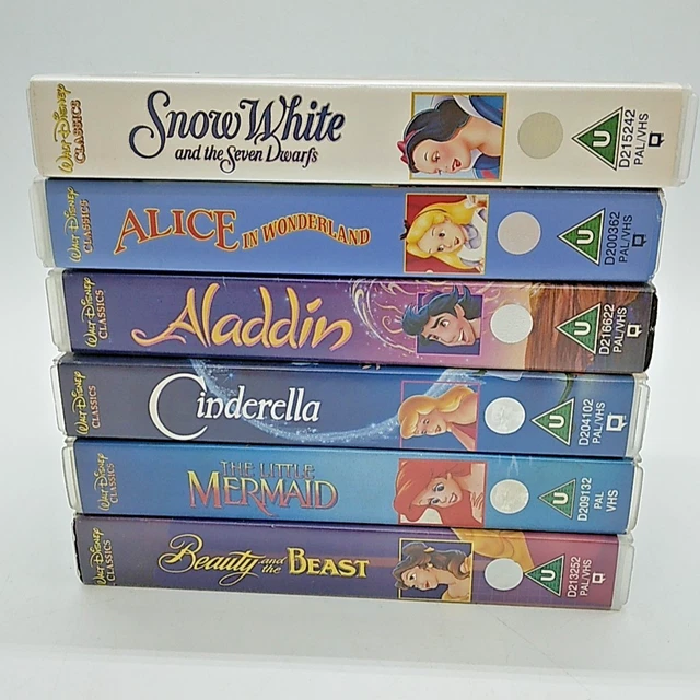 X6 VHS BUNDLE Disney Classics, Snow White/Aladdin/Cinderella/Little ...