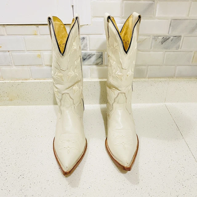 🔥RUDEL EMBROIDERED WESTERN Cream Cowboy Boots Pointed Toe Women’s Size ...