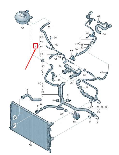VW T-CROSS C1 Upper Front Engine Breather Line 2Q0121064C NEW GENUINE £ ...