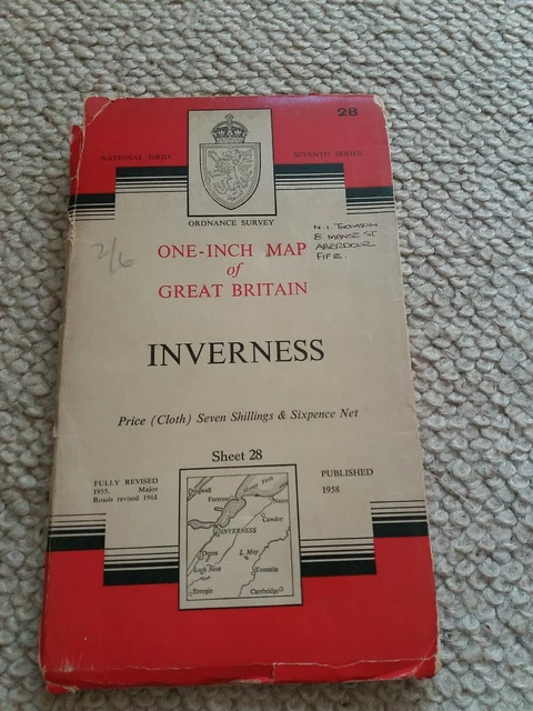 VINTAGE ORDNANCE SURVEY Map of Great Britain - Inverness No 28 1958 ...