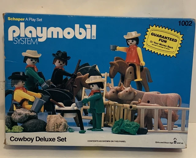 PLAYMOBIL 1002 COWBOY Deluxe Set Vintage Toy 1980 New Sealed Box ...