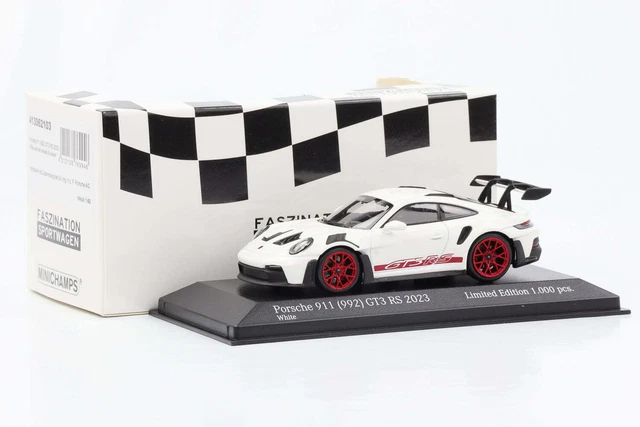 1:43 PORSCHE 911 992 GT3 RS 2023 White Red Rims Writing Minichamps £70. ...