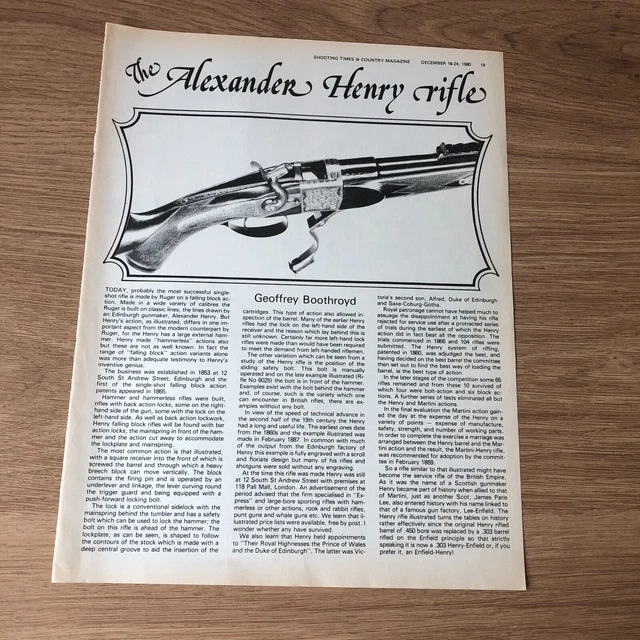 (ST/PGUN7) FIREARMS ARTICLE: 'The Alexander Henry Rifle' By Geoffrey ...