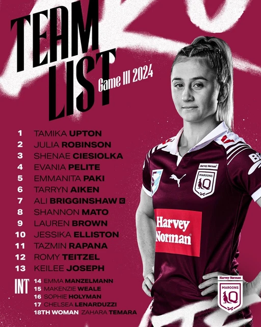 2024 QLD MAROONS STATE OF ORIGIN NRL rugby TEAM PLAYER BIG 420mm POSTER ...