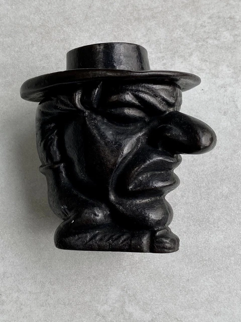 ANTIQUE CAST IRON Big Nose Man Contortionist acrobat Tobacco Jar Box ...