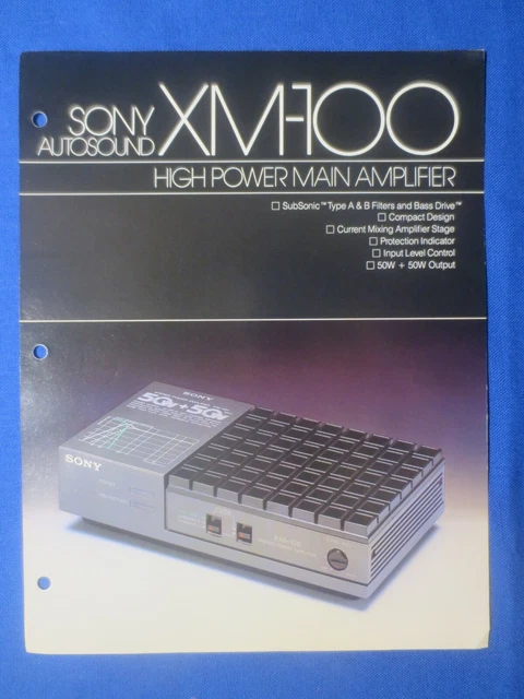 SONY XM-100 CAR Audio Amplifier Brochure Catalog Original The Real ...