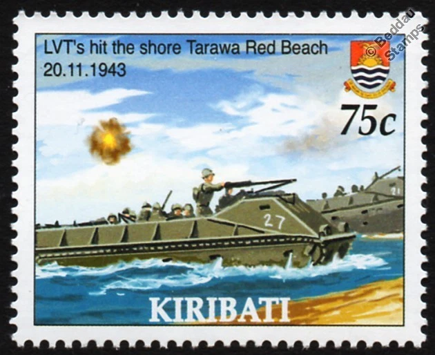 WWII 1943 BATTLE OF TARAWA Red Beach - LVT (Landing Vehicle Tracked ...