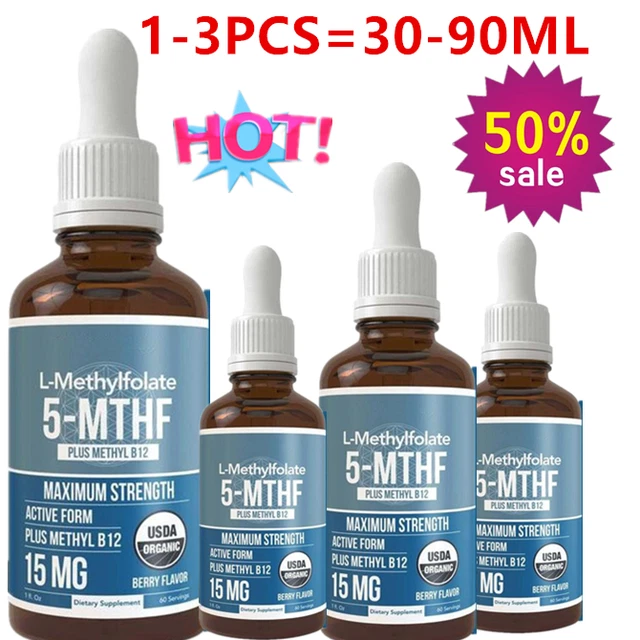 1-3X 30ML L-METHYL Folate 5-MTHF Drop Liquid Vitamins Folate Supplement ...