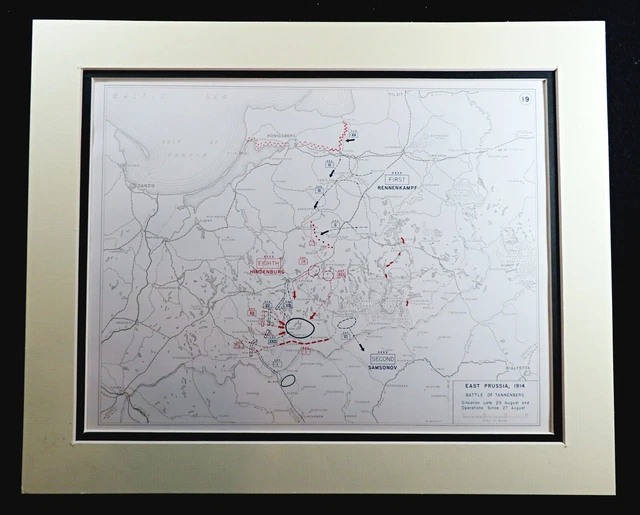 WW1 MILITARY MAP Battle of Tannenberg Campaign Von Hindenburg Troops ...