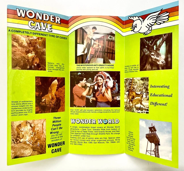 1970S SAN MARCOS Texas Wonder World Caves Wildlife Park VTG TX Travel ...