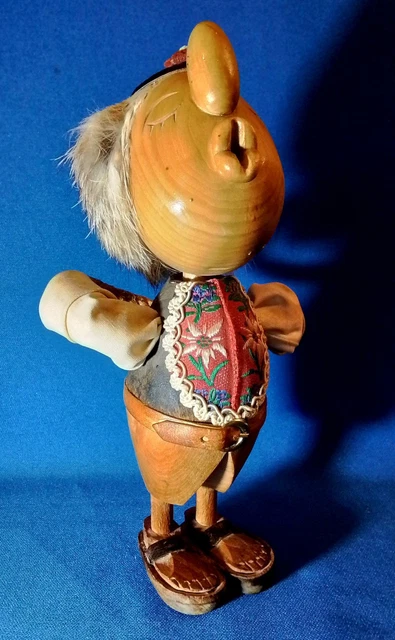 VINTAGE 1960S COLLECTIBLE 18cm Swiss Yodeller Wood CASY BOYS Figurine ...