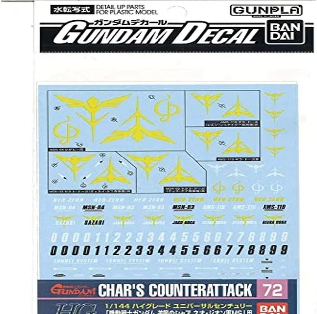 1/144 GUNDAM DECAL for HGUC Char's Counterattack Neo Zeon (72) $21.74 ...