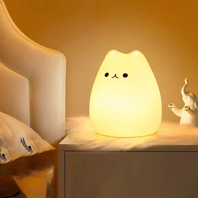 CAT NIGHT LIGHT Kids Nightlight,Squishy Cute Lamp Dimmable Childrens £ ...