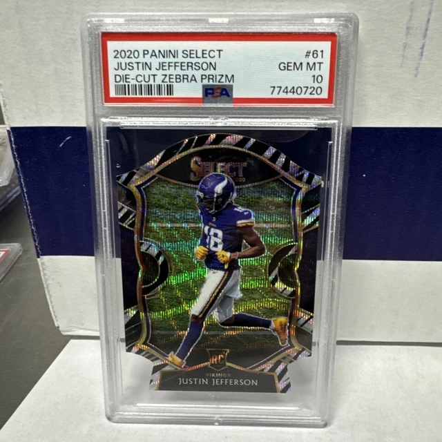 2020 PANINI SELECT Justin Jefferson Concourse découpe matrice violet RC ...