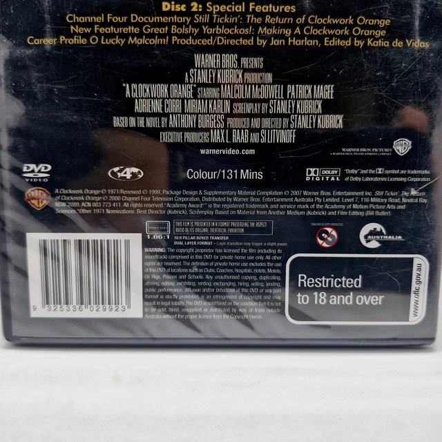 A CLOCKWORK ORANGE - 2 Disc Special Edition DVD Region 4 NEW SEALED ...