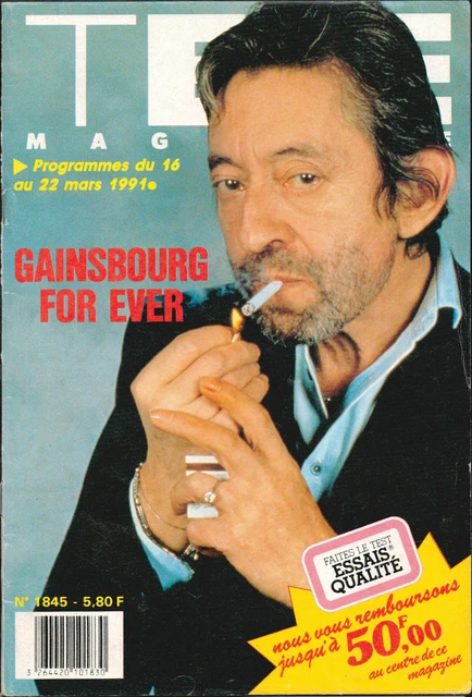 TÉLÉ MAGAZINE DU 16 au 22/03/1991 Serge Gainsbourg_Hervé Vilard_Alain ...