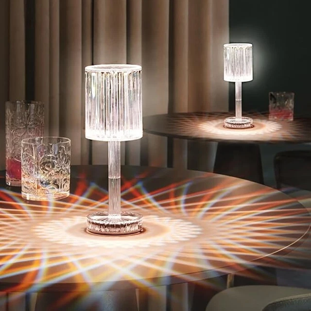 CRYSTAL TOUCH TABLE Lamp 7 Color Touch Rechargeable Room Light Lamp ...